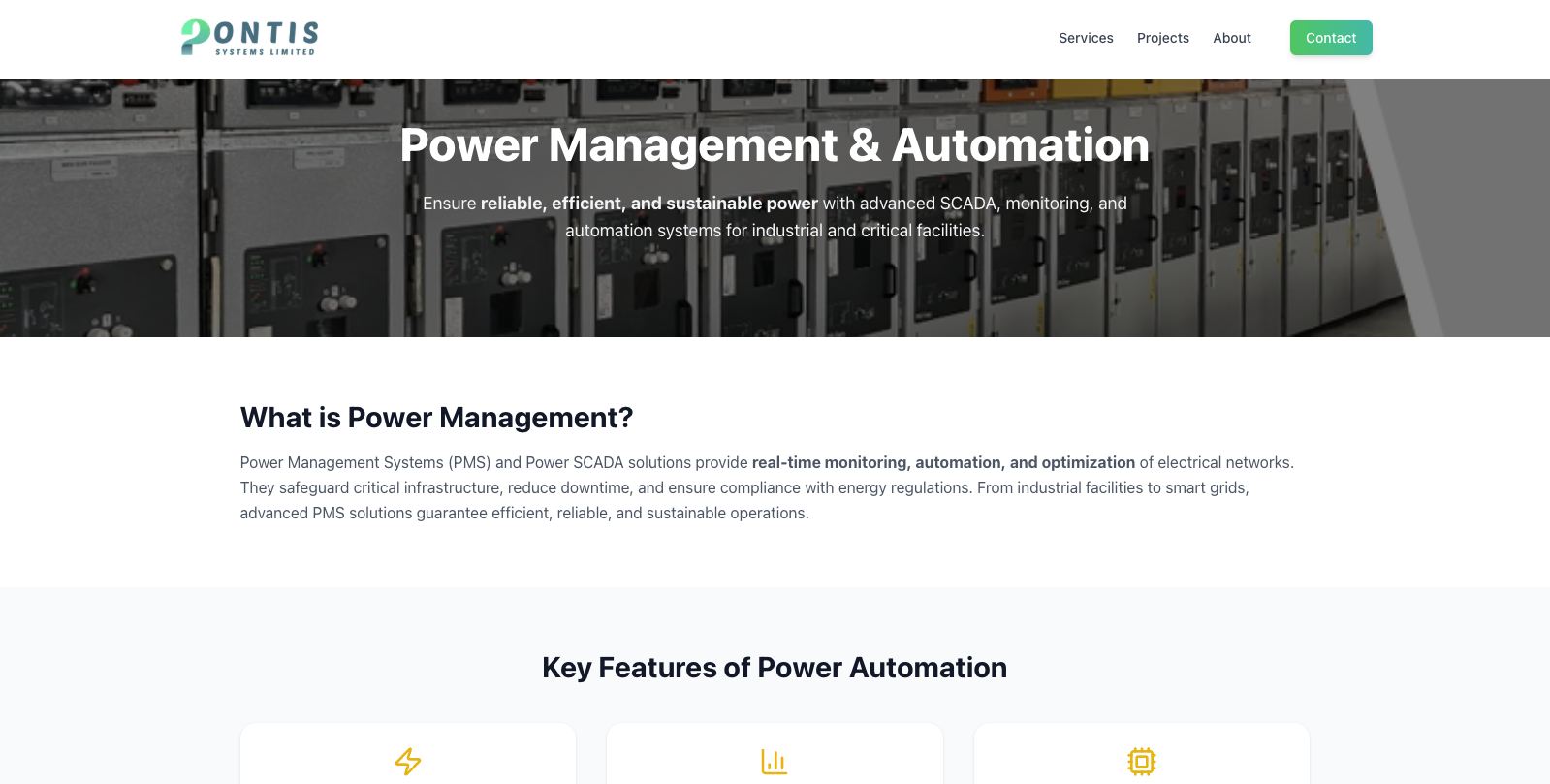 Power Management & Automation Solutions | Pontis Systems LTD